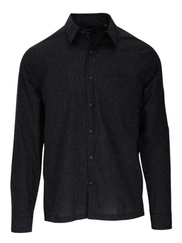 Vince Long Sleeved Checked Spread-collar Shirt - Coastal/bone