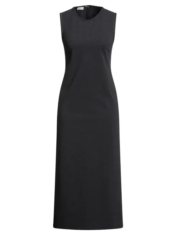 Brunello Cucinelli Sleeveless Embellished Midi Dress - Black