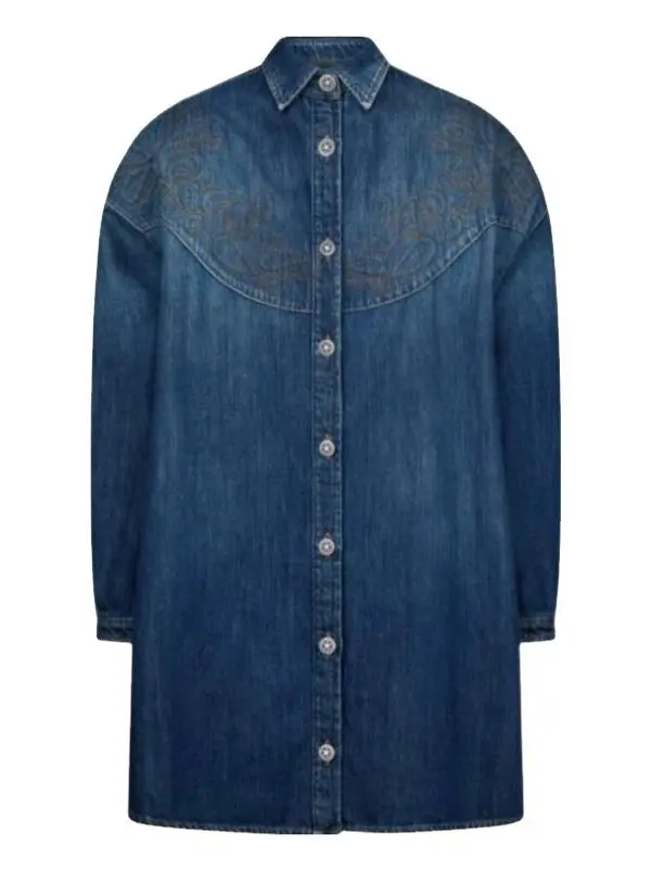 DONDUP Printed Lapel Collar Shirt - Blue