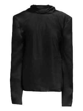 Saint Laurent Glossy Satin Turtleneck Top - Black