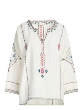 Isabel Marant Étoile Geometric Print Embroidered Kaftan Blouse - White