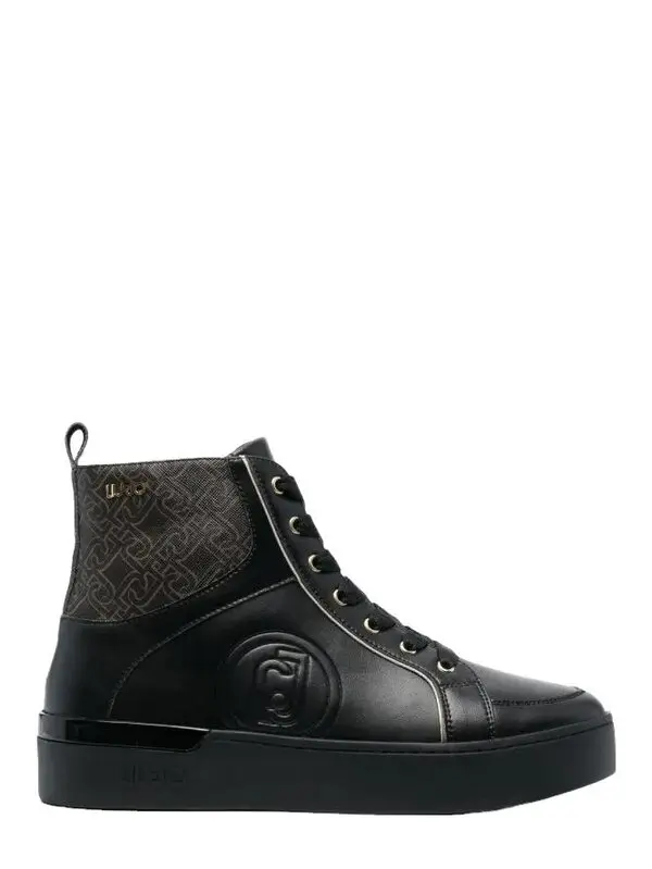 Liu Jo High-top Sneakers With Monogram Print - Black