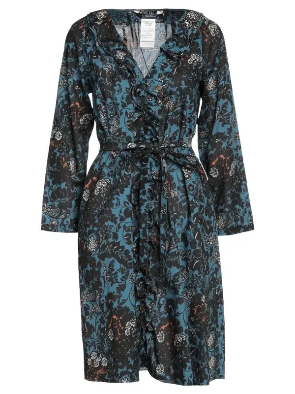 Max Mara Floral Print V-neck Wrap Dress - Black