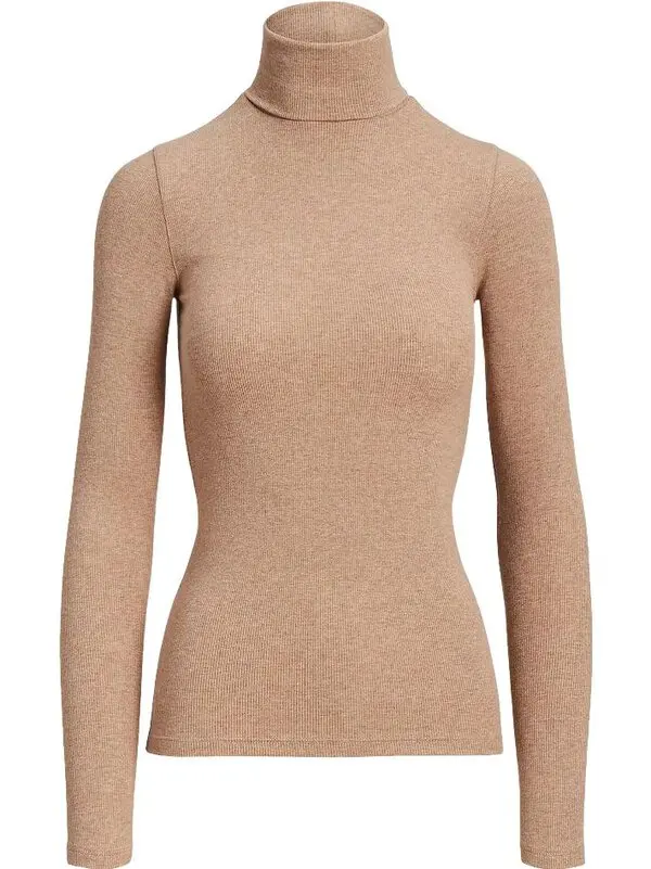 Polo Ralph Lauren High-neck Long-sleeve Ribbed Sweater - Nude