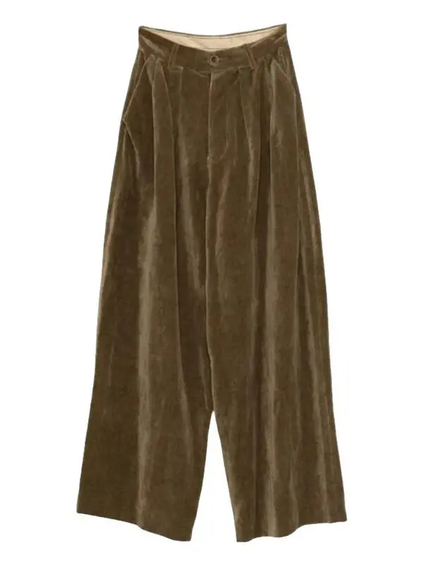 UMA WANG Pleated Wide Leg Trousers - Brown