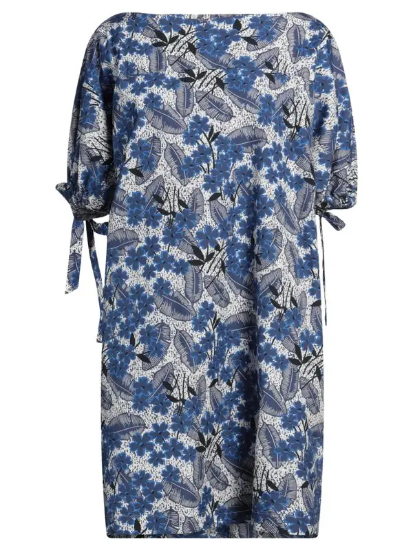 Max Mara Flared Floral-print Poplin Dress - Blue
