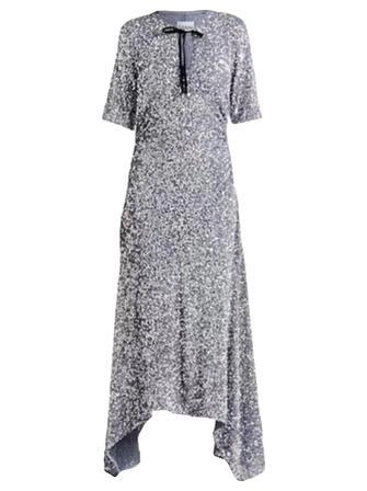 GANNI Sequined Knit Midi Dress - Gray