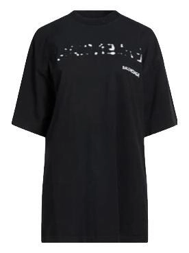 Balenciaga Crew Neck Drop-shoulder Long Tee - Black