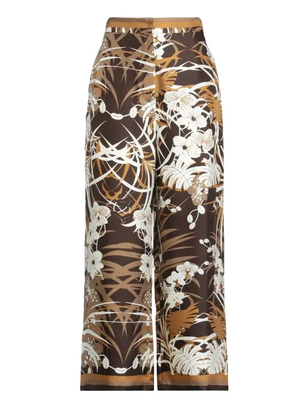 Max Mara Wide-leg Floral Print Trousers - Brown