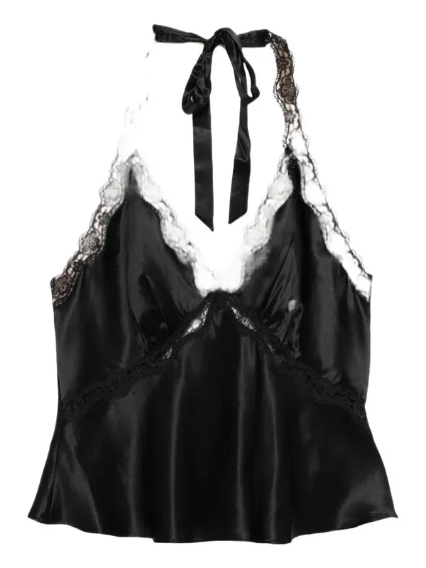 REFORMATION Monica Top With Lace Trim - Black