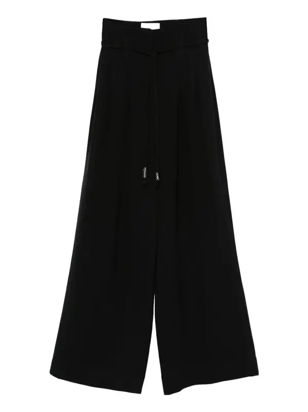 Nanushka High-waisted Belted Wide-leg Trousers - Black