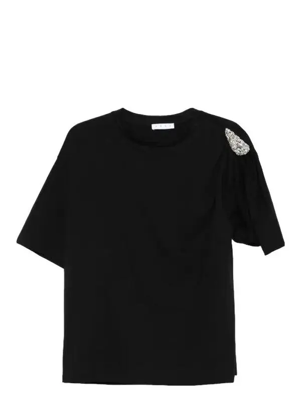 AREA Embellished Puff-sleeve Top - Black