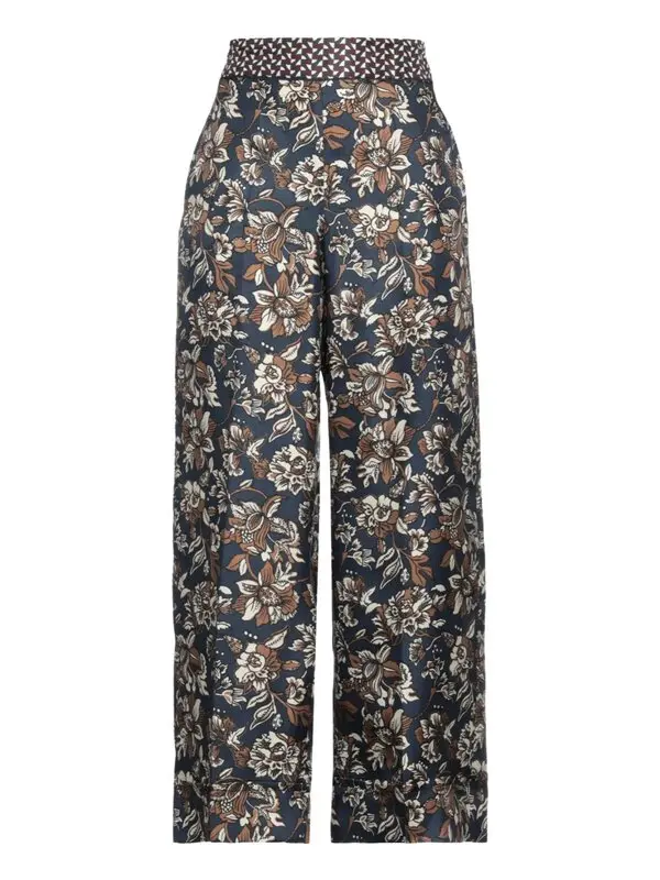 Max Mara Floral Print Wide Leg Pants - Black