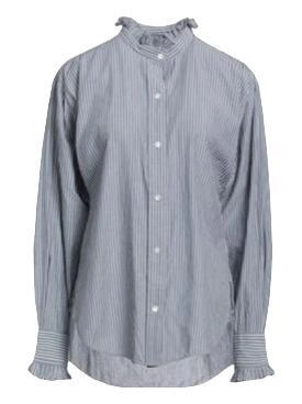 Isabel Marant Étoile Striped Cotton-blend Shirt With Ruffled Details - Gray