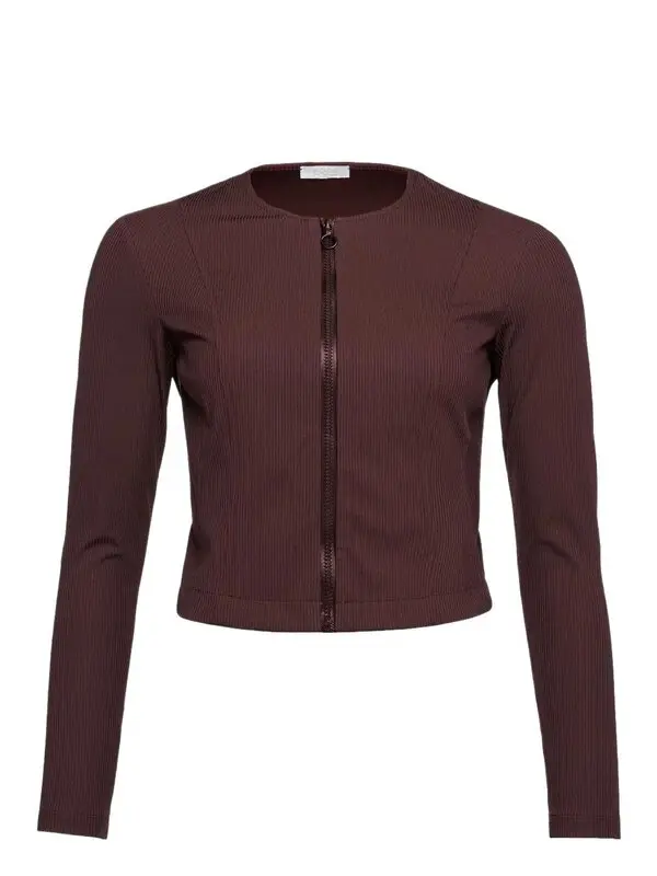 ERES Ribbed Zip-front Cropped Jacket - Red