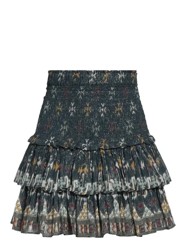 Isabel Marant Étoile Multicolor Tiered Ruched Gauze Skirt - Black