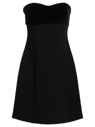Max Mara Strapless Velvet & Crepe Dress - Black
