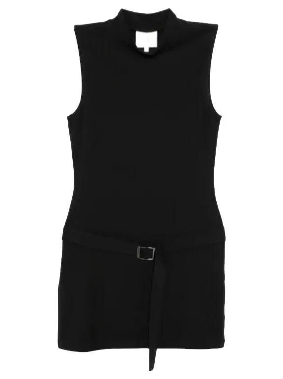 REFORMATION Jemma Sleeveless High Neck Belted Mini Dress - Black