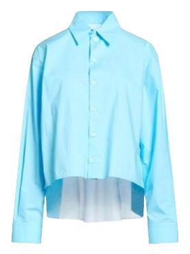 MAISON MARGIELA Collared Long Sleeve Cropped Shirt - Blue