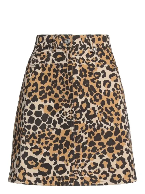 Max Mara Leopard Print Gabardine Flared Mini Skirt - Black