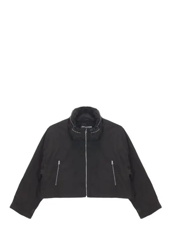 LOW CLASSIC Drawstring-neck Zip Jacket - Black