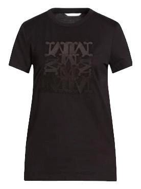 Max Mara Crew Neck T-shirt With Embossed Logo - Black
