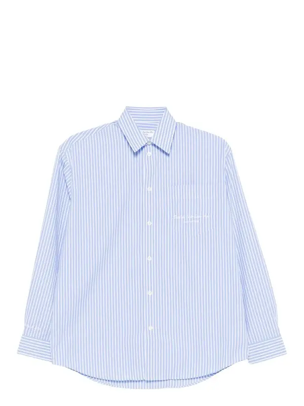 SPORTY  RICH Sporty & Rich Striped Embroidered Shirt - Blue