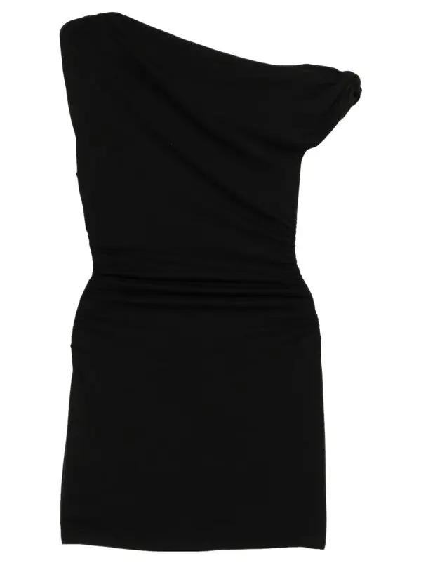 REFORMATION Belle Dress With Asymmetrical Sleeves And Pleating - Black