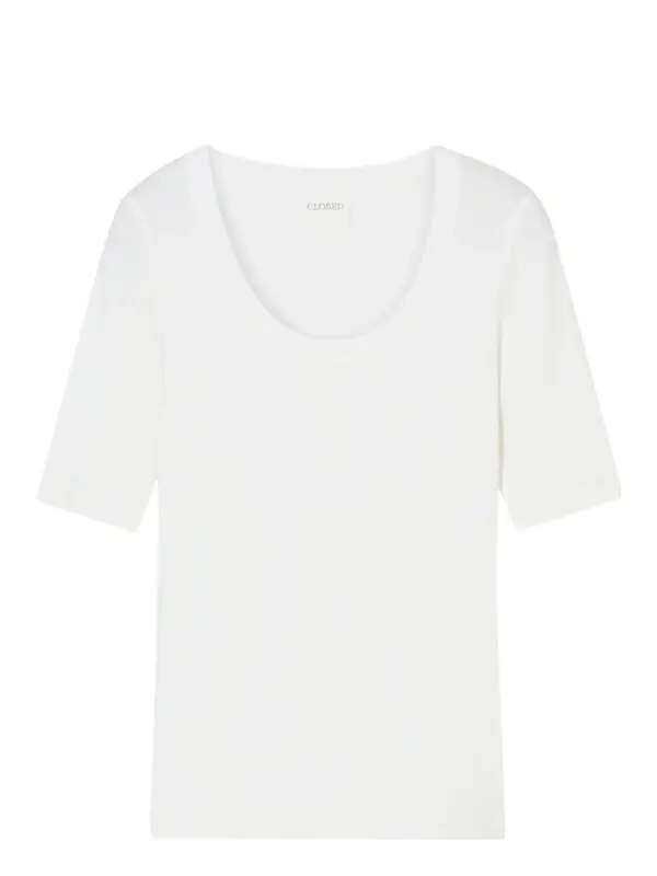 Closed Crew-neck Short-sleeved T-shirt - White