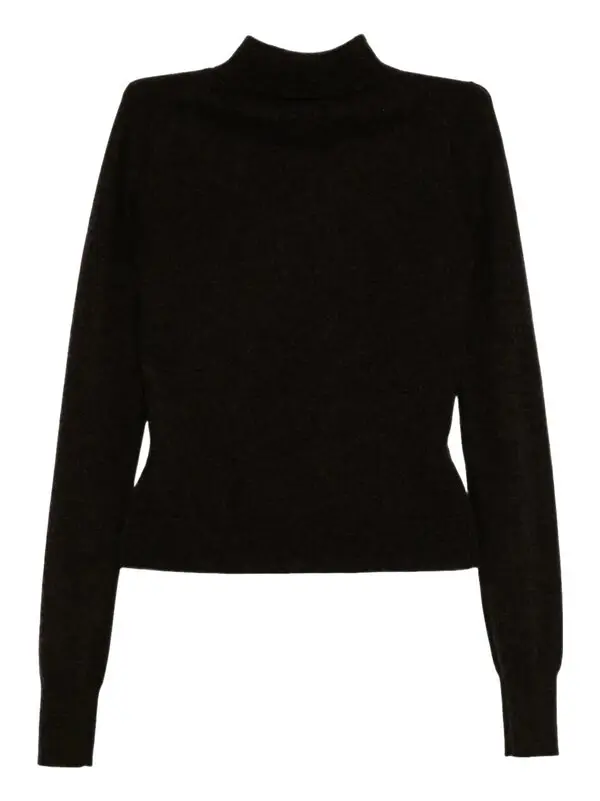 REFORMATION Jett High Neck Long Sleeve T-shirt - Black