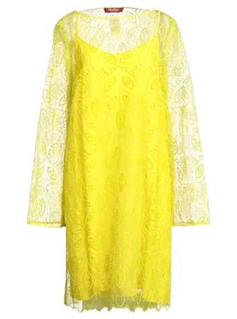 Max Mara Embroidered Organza Dress - Yellow
