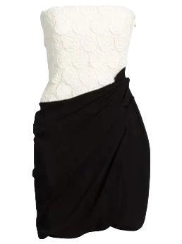 Max Mara Strapless Lace And Crepe Mini Dress With Draped Grosgrain Trims - Black