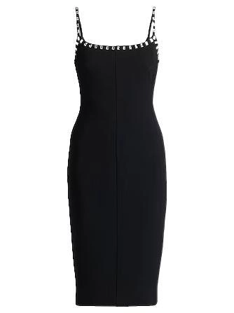 Max Mara Sleeveless Crystal Embellished Fitted Dress - Black
