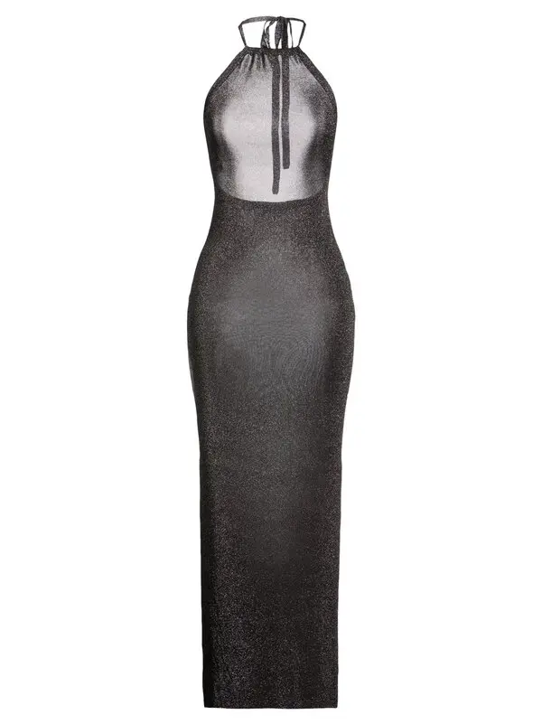 Balenciaga Metallic Halterneck Maxi Dress - Black