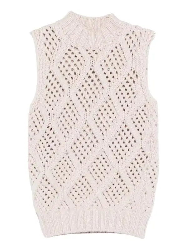 Eleventy Cable-knit Sleeveless Top - Sand