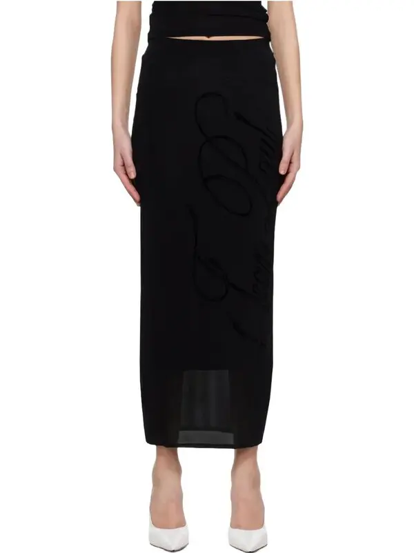 JEAN PAUL GAULTIER Flocked Logo Midi Skirt - Black