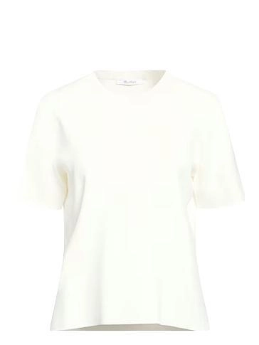 Max Mara Fine Knit Crewneck Short Sleeve Pullover - White