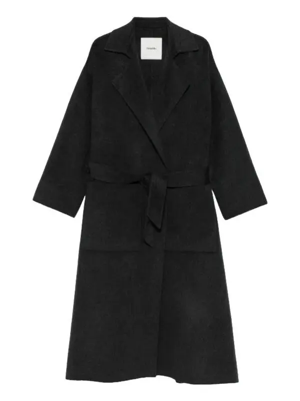 Nanushka Belted Wool Coat - Black