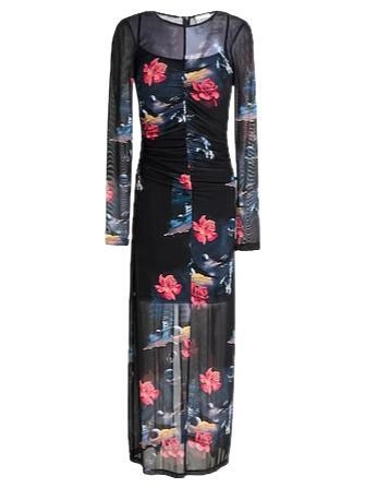GANNI Multicolor Mesh Dress - Black