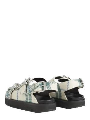Isabel Marant Étoile Plaid Buckle Flat Sandals - Black
