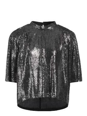 Isabel Marant Étoile High-neck Sequin Cropped Top With Five-point Sleeves - Black