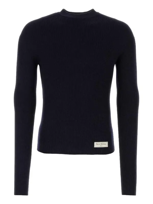 Balmain Logo Patch Knitted Jumper - Black
