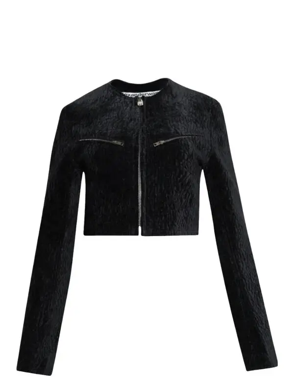 Alexander Wang Velvet Cropped Jacket - Black
