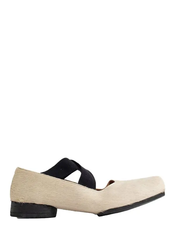 UMA WANG Square-toe Leather Ballerina - Nude
