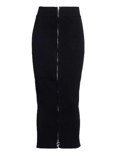 Sportmax Ribbed-knit Midi Skirt With Zipper Detail - Black