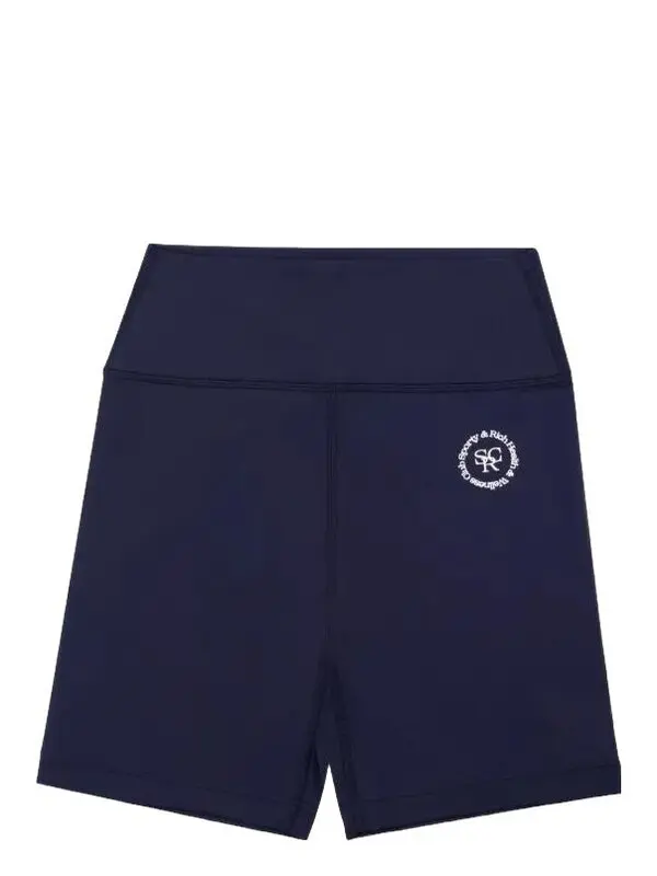 SPORTY  RICH Sporty & Rich Logo Print Cycling Shorts - Black