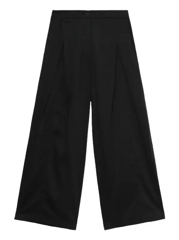 LOW CLASSIC Wide-leg Pleated Trousers - Black