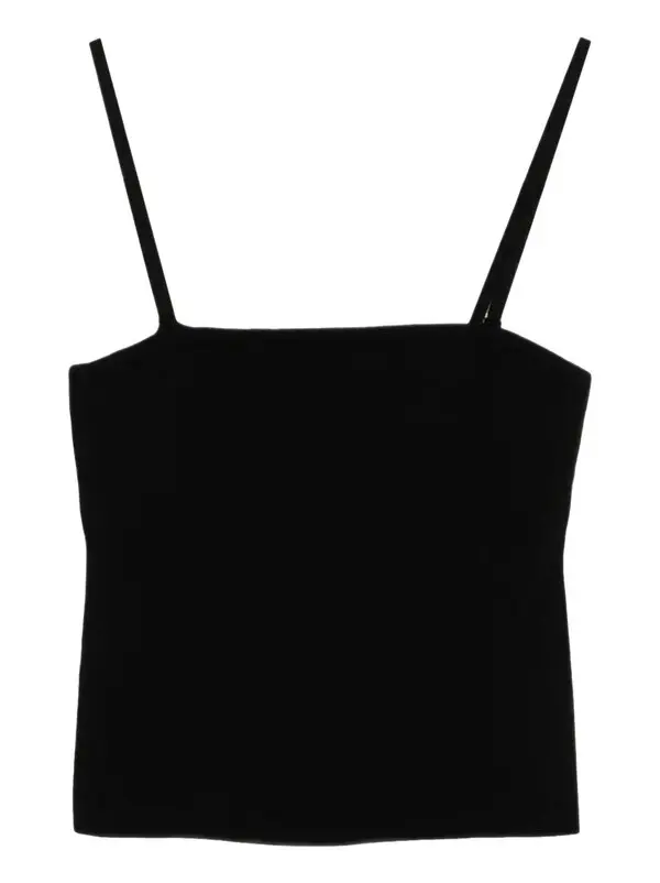 Vince Square Neck Spaghetti Strap Compact Top - Black
