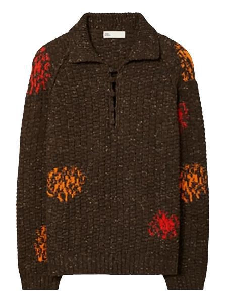 Tory Burch Embroidered Collar Sweater - Brown