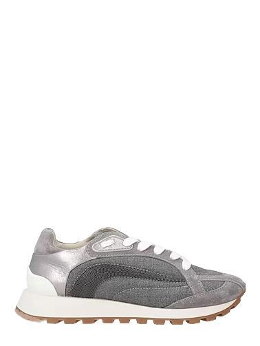 Brunello Cucinelli Suede And Fabric Trainers - Gray